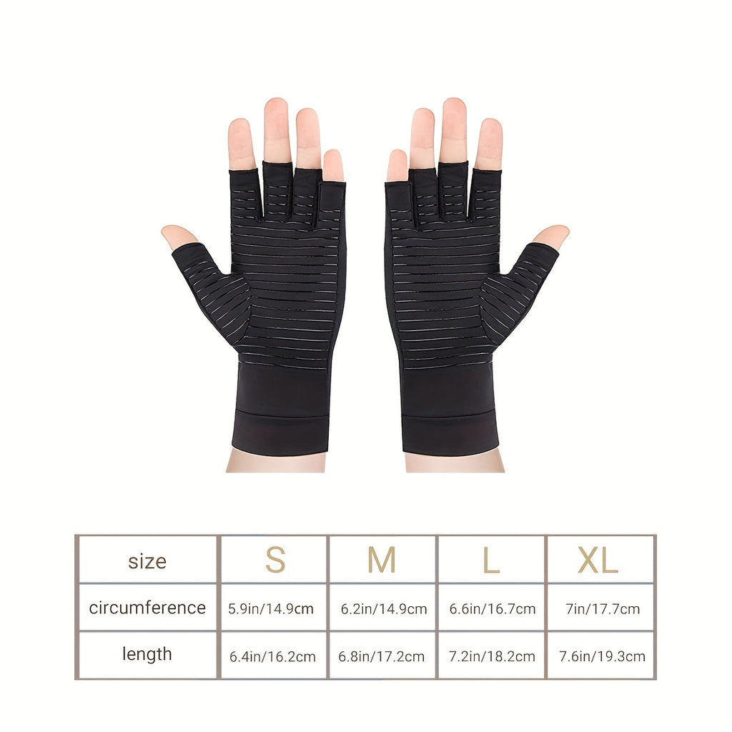 Unisex Half Finger Gloves, Copper Compression Gloves, For Hands Joint ...