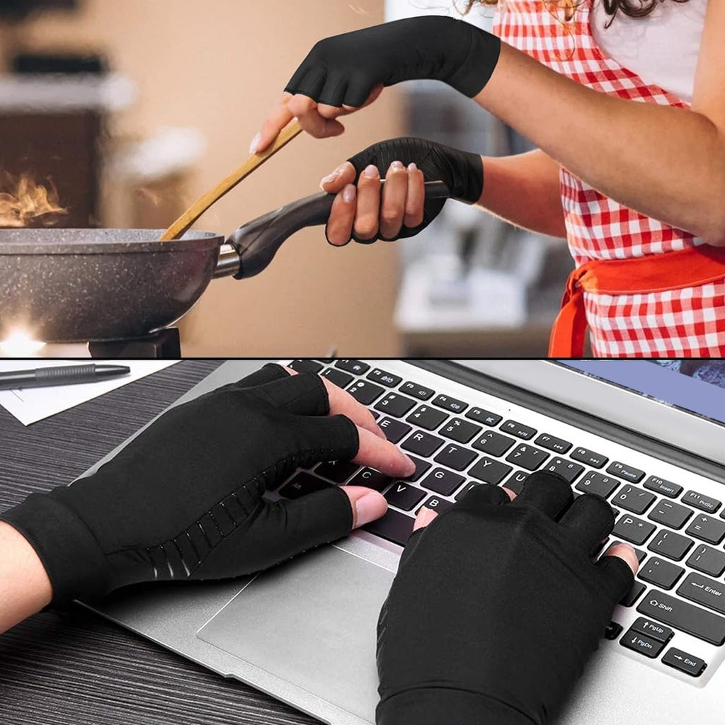 Unisex Half Finger Gloves, Copper Compression Gloves, For Hands Joint ...